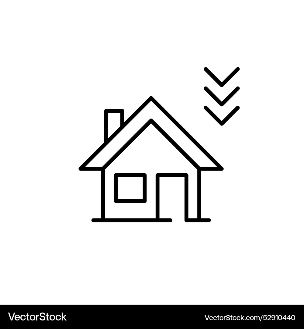 Home with arrows down property value decrease Vector Image
