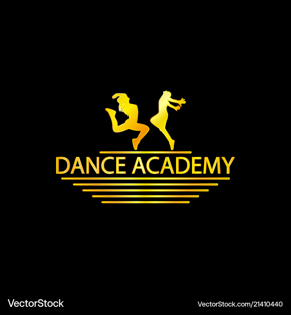 Luxury golden dance academy logo Royalty Free Vector Image