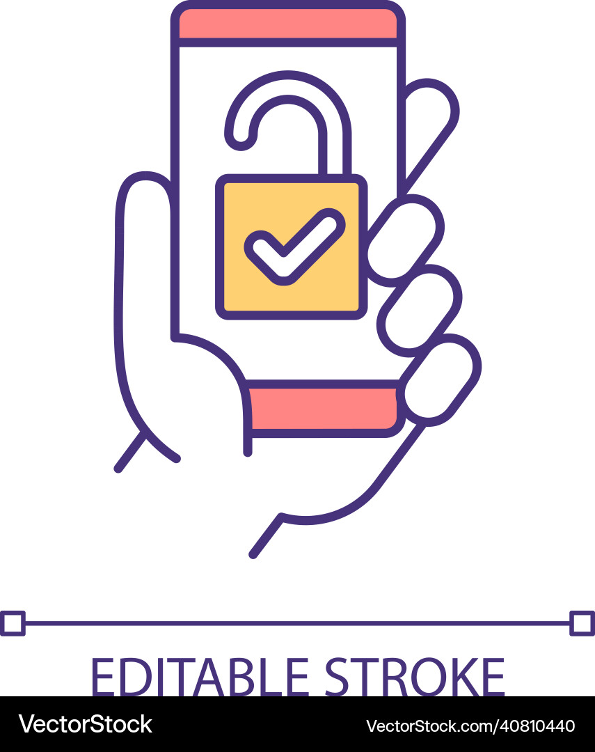 Online lock control rgb color icon Royalty Free Vector Image