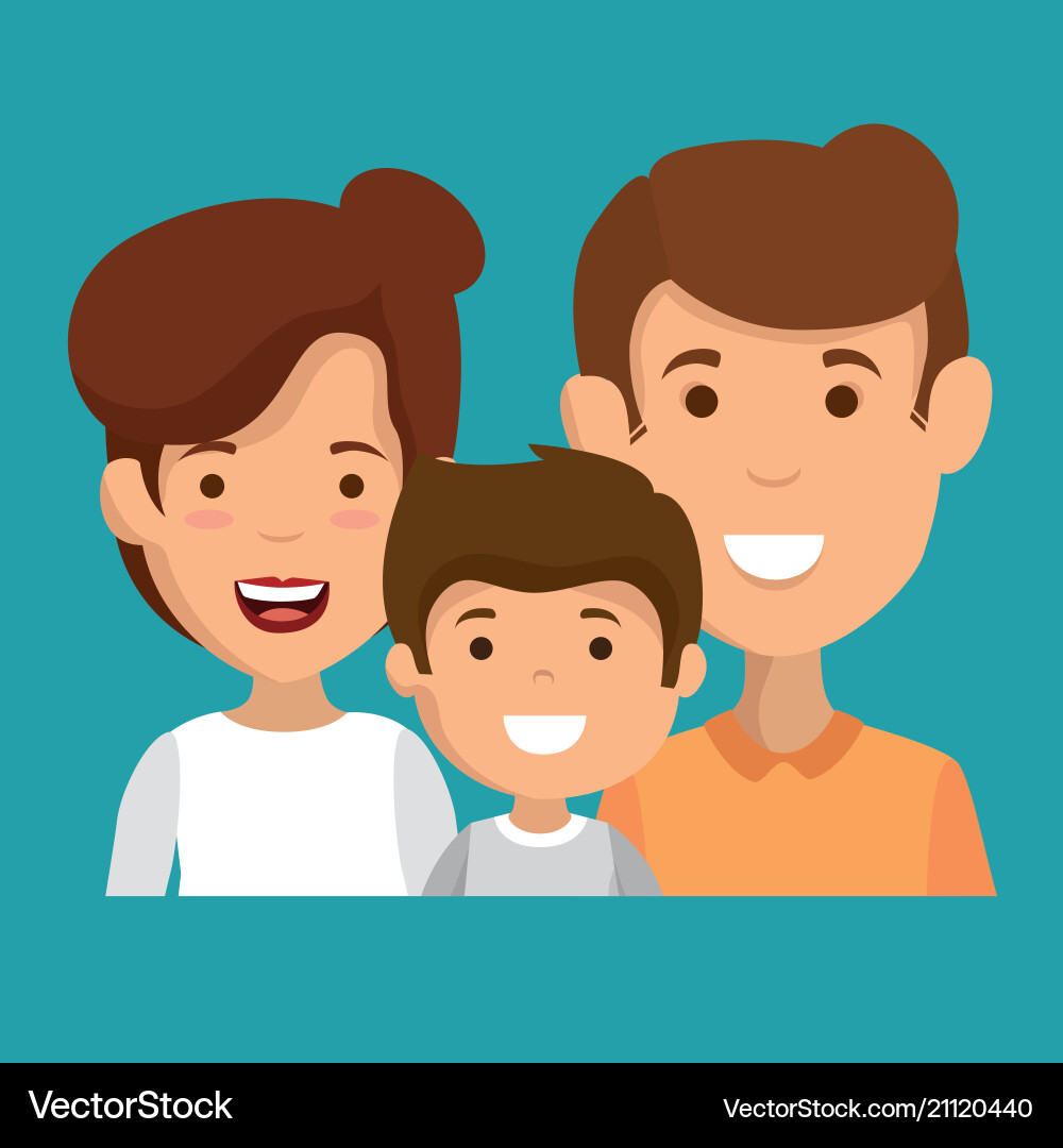 Parents with kids avatars characters Royalty Free Vector