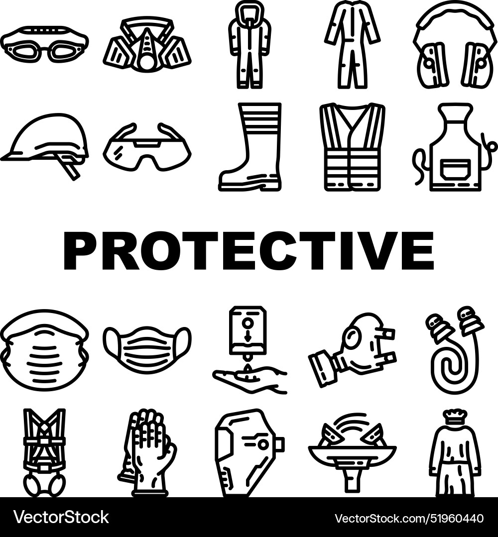 Personal protective equipment ppe icons set Vector Image