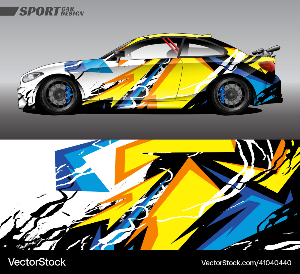 Racing car wrap design with special texture style Vector Image
