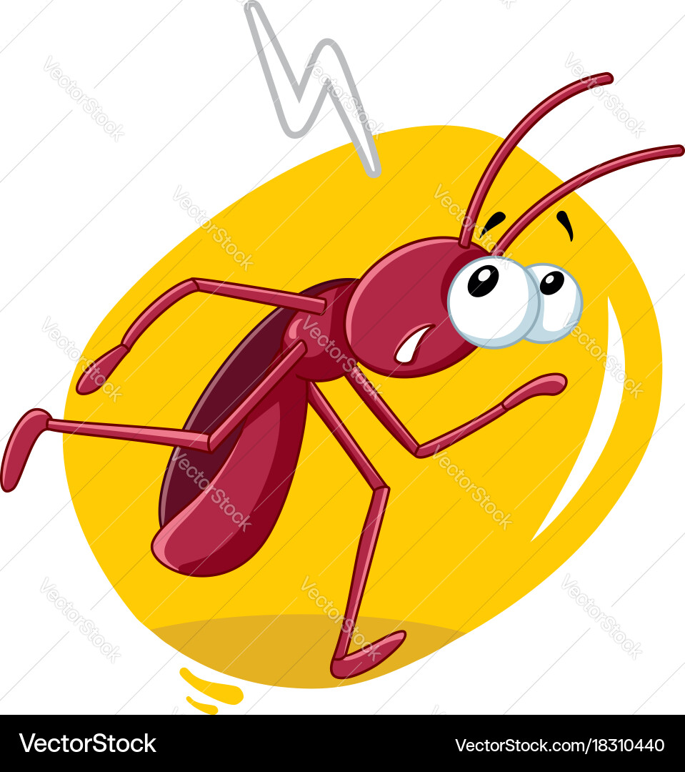 Running cockroach insect cartoon Royalty Free Vector Image