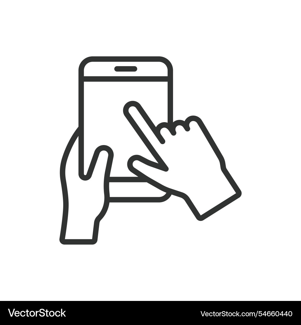 Two hand phone interaction icon in line design Vector Image