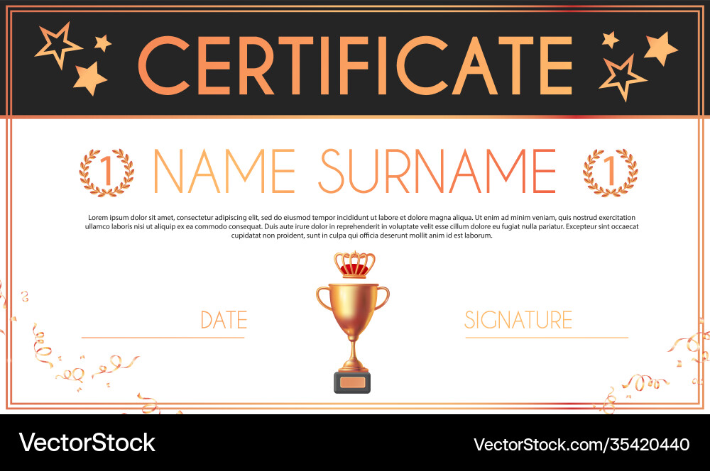 Win certificate design template diploma Royalty Free Vector