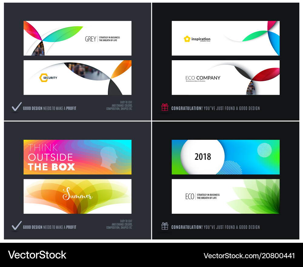 Abstract set of horizontal website banners Vector Image