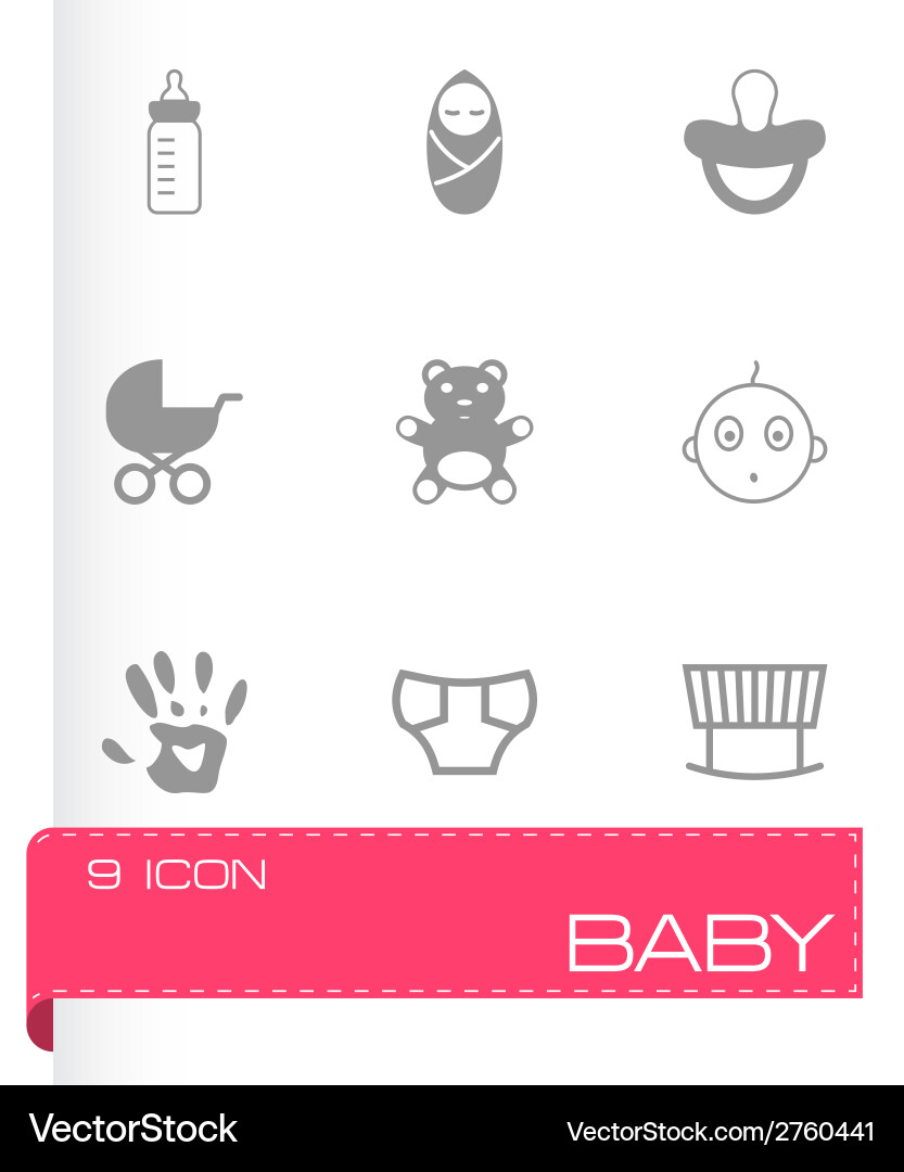 Black baby icons set Royalty Free Vector Image