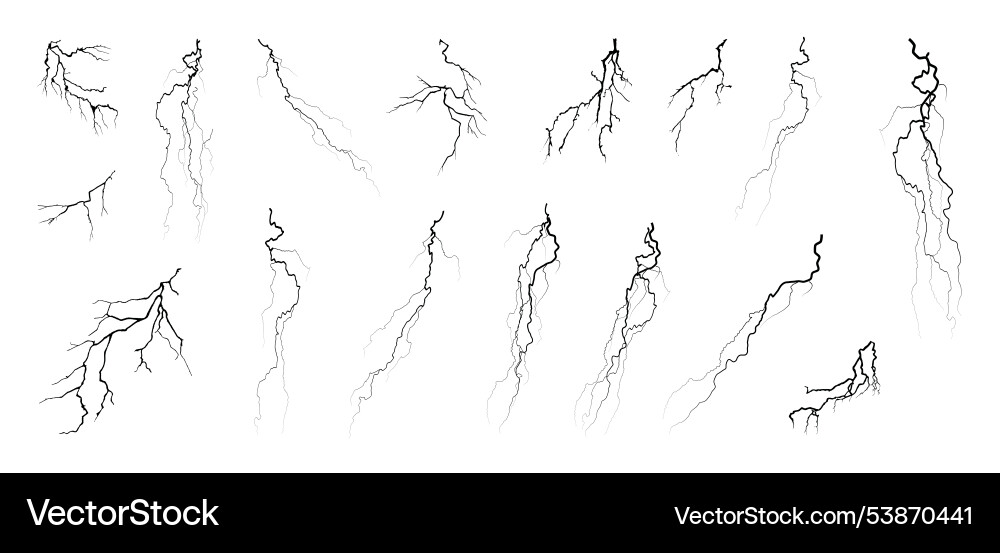 Black flat lightning or electrical discharge Vector Image