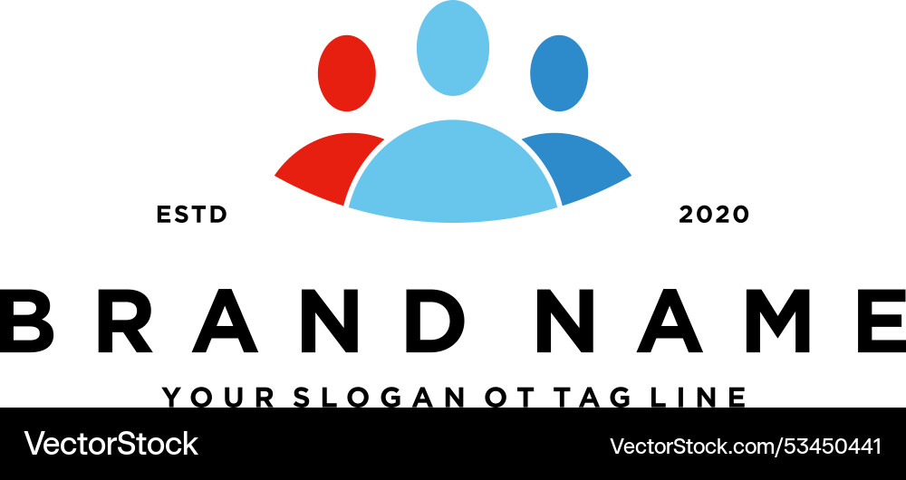 Creative people team logo design Royalty Free Vector Image