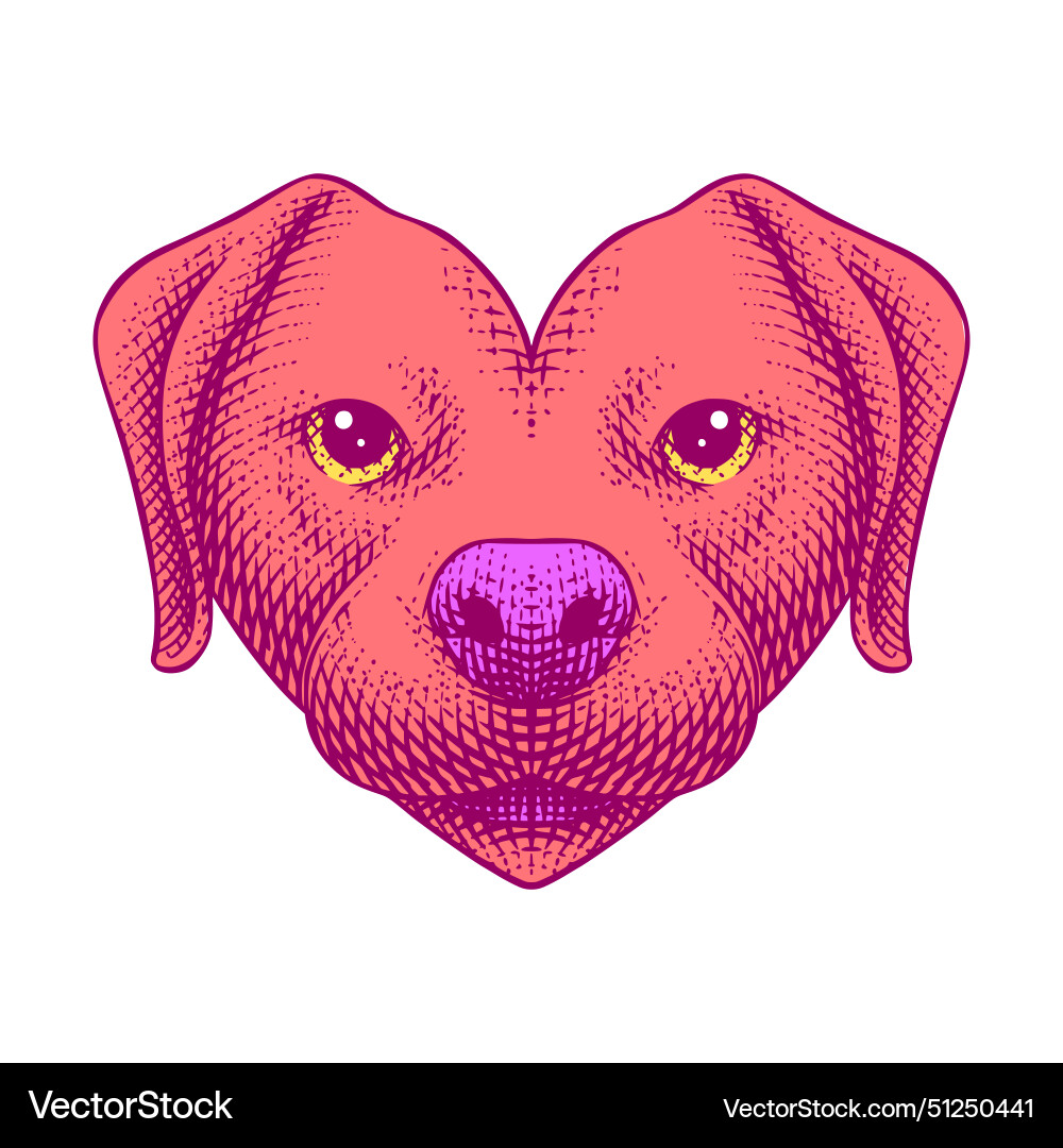 Hearts shaped dog vintage Royalty Free Vector Image
