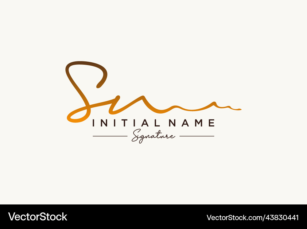 Initial sn signature logo template hand drawn Vector Image