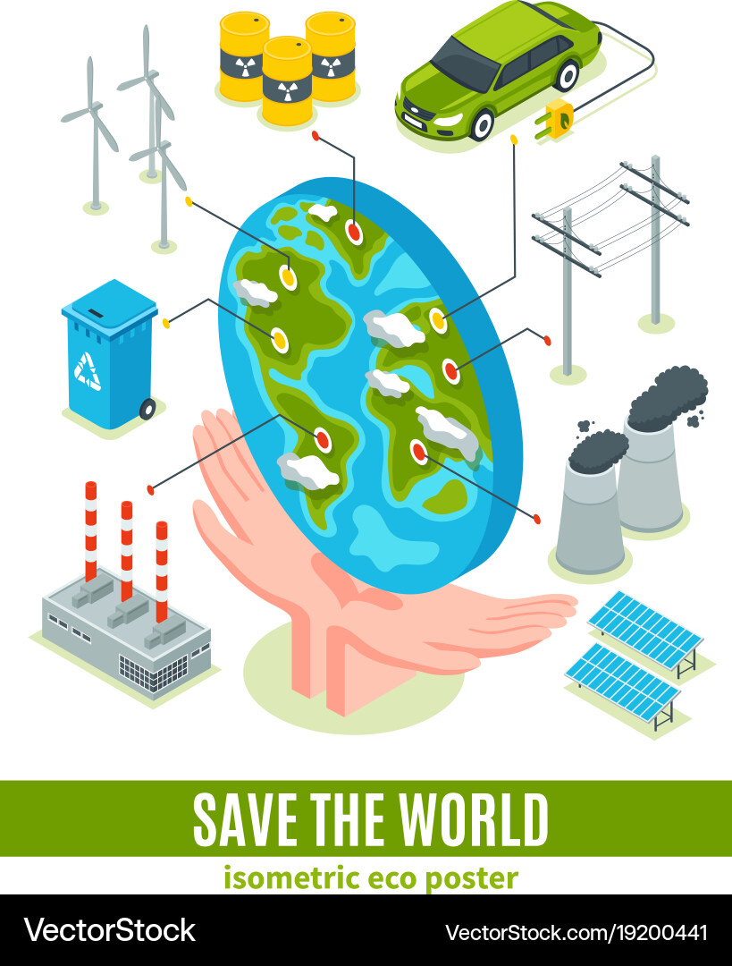 Isometric eco flowchart poster Royalty Free Vector Image