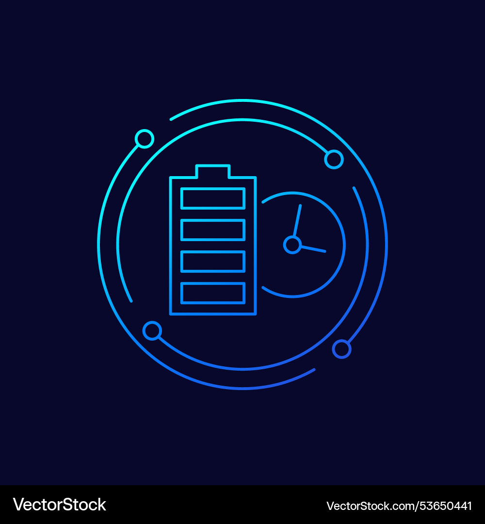 Long battery life icon linear design Royalty Free Vector