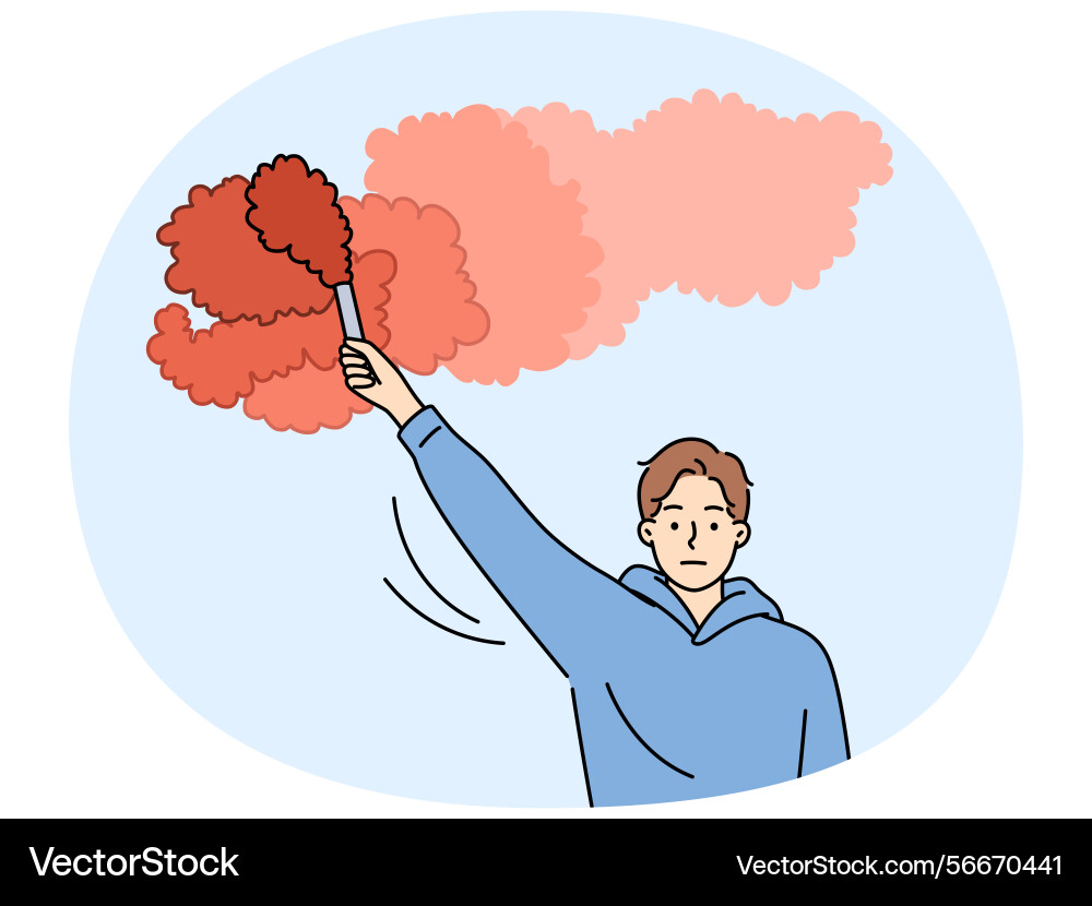 Man gives sos signal with red smoke needs support Vector Image