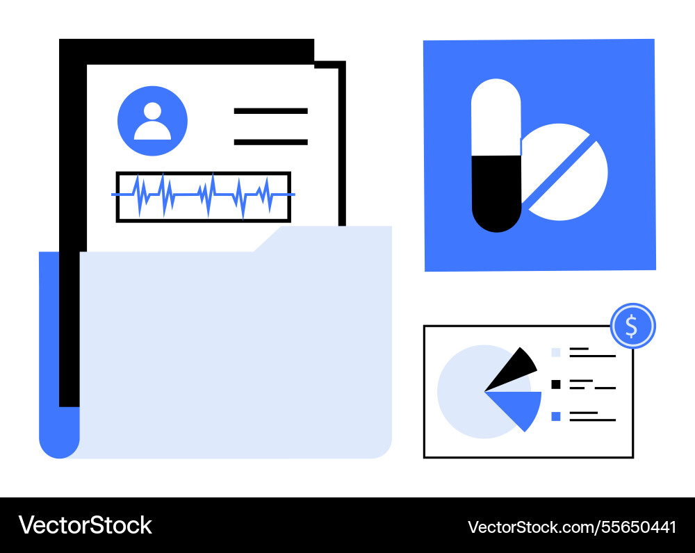 Medical records management with data analysis Vector Image