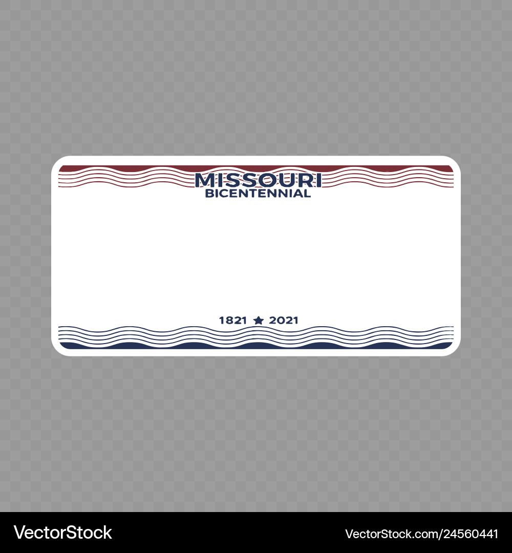 Missouri Vehicle Registration Plate Royalty Free Vector