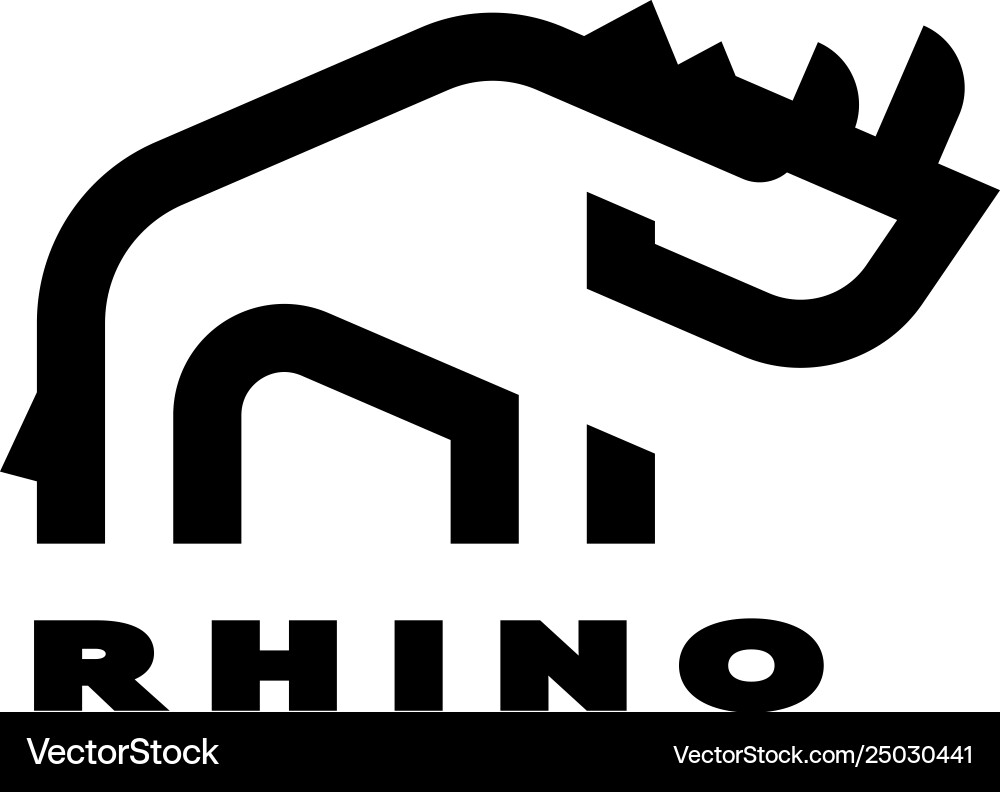 Rhino linear logo in a minimalist style Royalty Free Vector