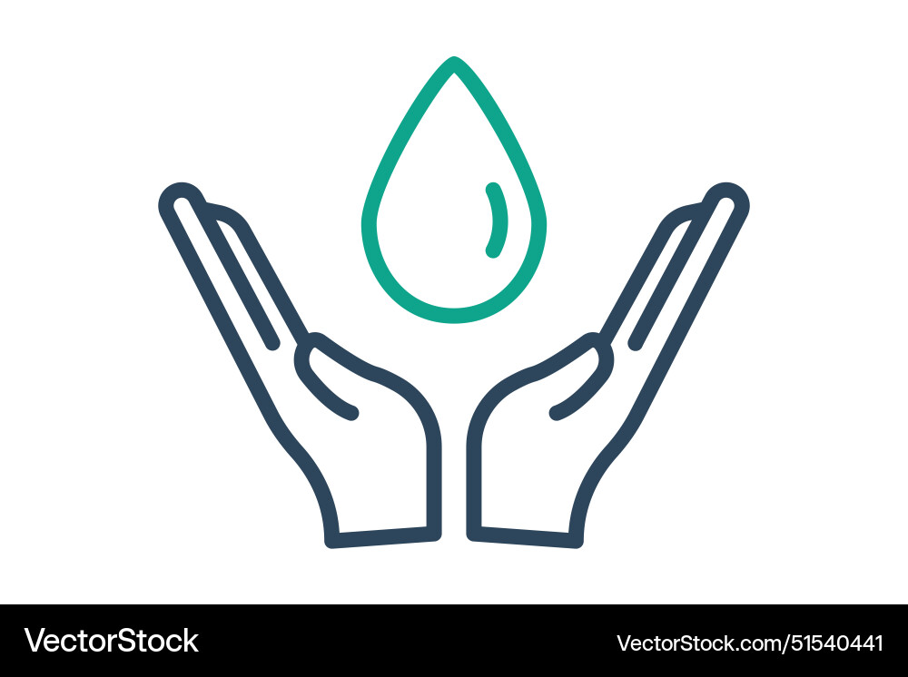Save water icon hand with drop Royalty Free Vector Image