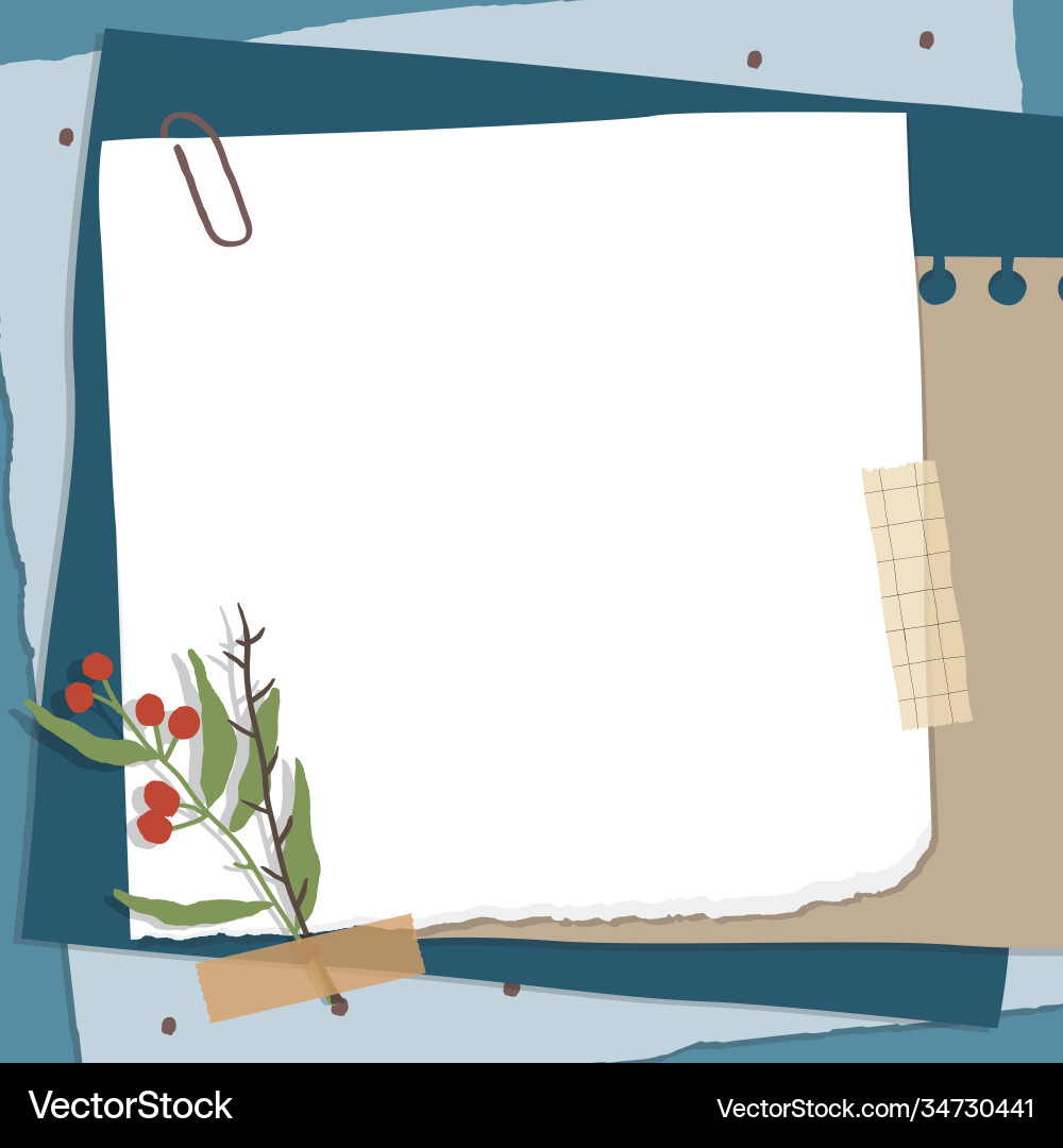 Scrapbook composition with notes paper tapes Vector Image
