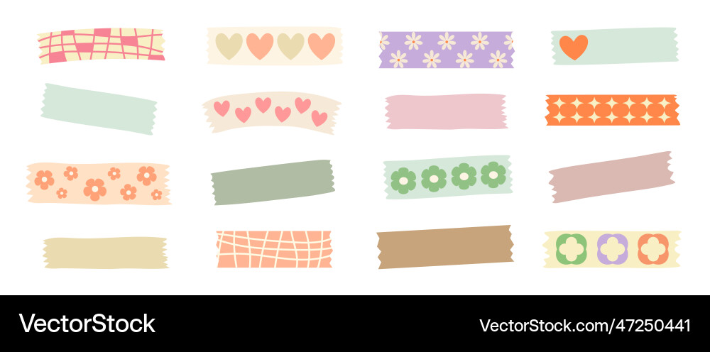 Sticky tapes set cute torn paper stripes Vector Image