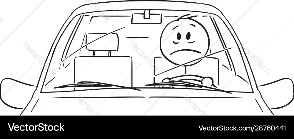 Tired Driver - Cartoon Man Royalty Free Vector Image
