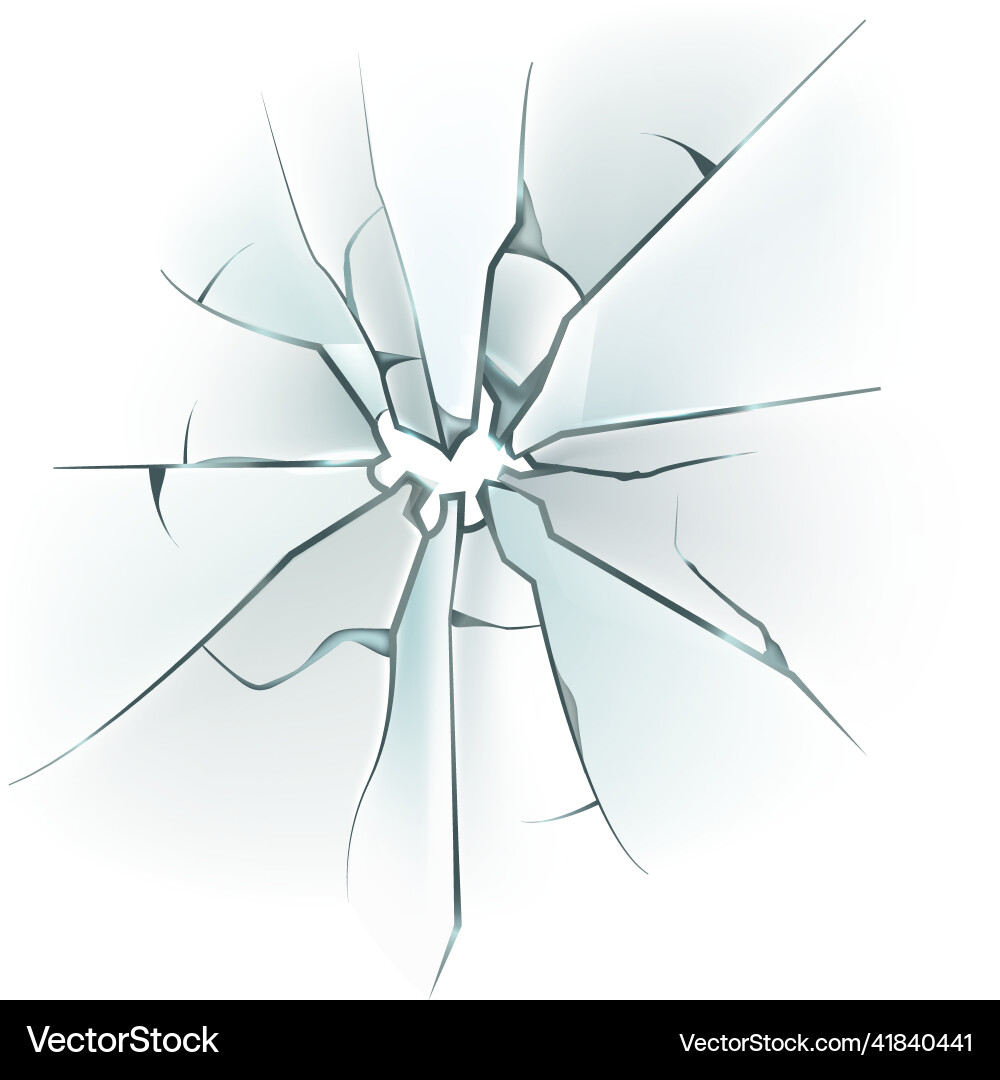 Transparent hit cracks realistic shattered glass Vector Image
