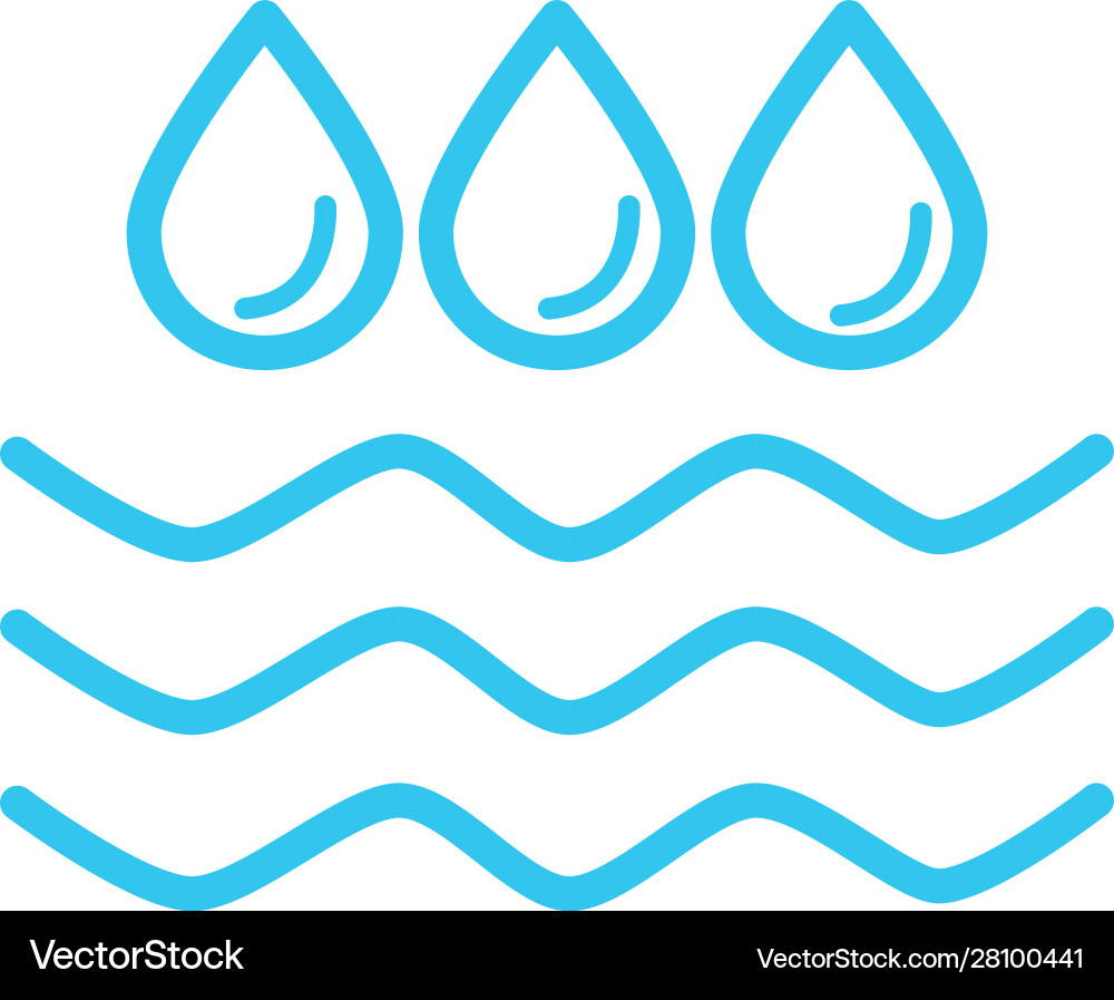Water drops with waves line style icon Royalty Free Vector