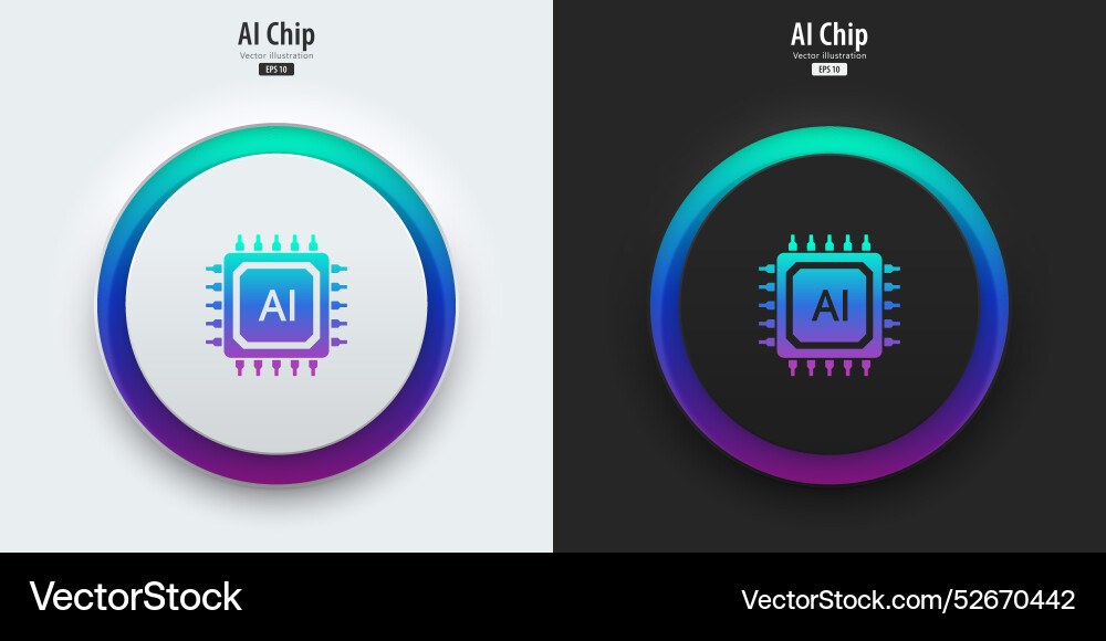 Ai chipset icon futuristic artificial Royalty Free Vector