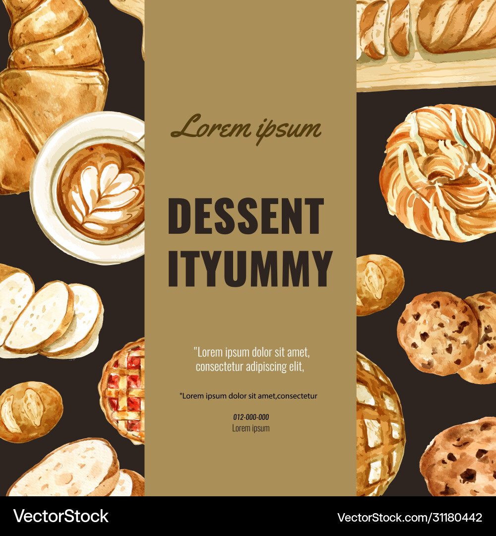 Bakery gift voucher template bread and bun Vector Image