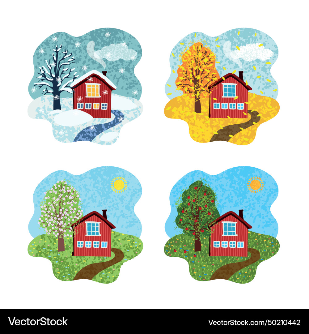 Colorful of different seasons Royalty Free Vector Image
