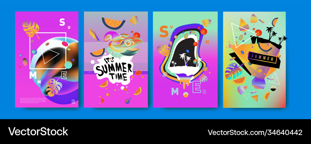 Colorful summer poster set tropical design Vector Image