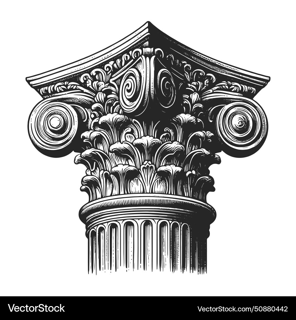 Column capital engraving Royalty Free Vector Image