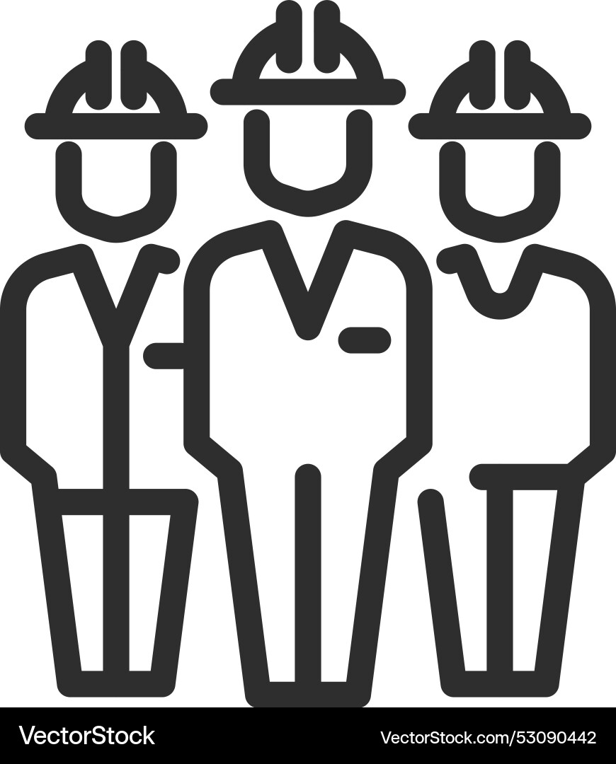 Engineers icon linear people in hard hats Vector Image