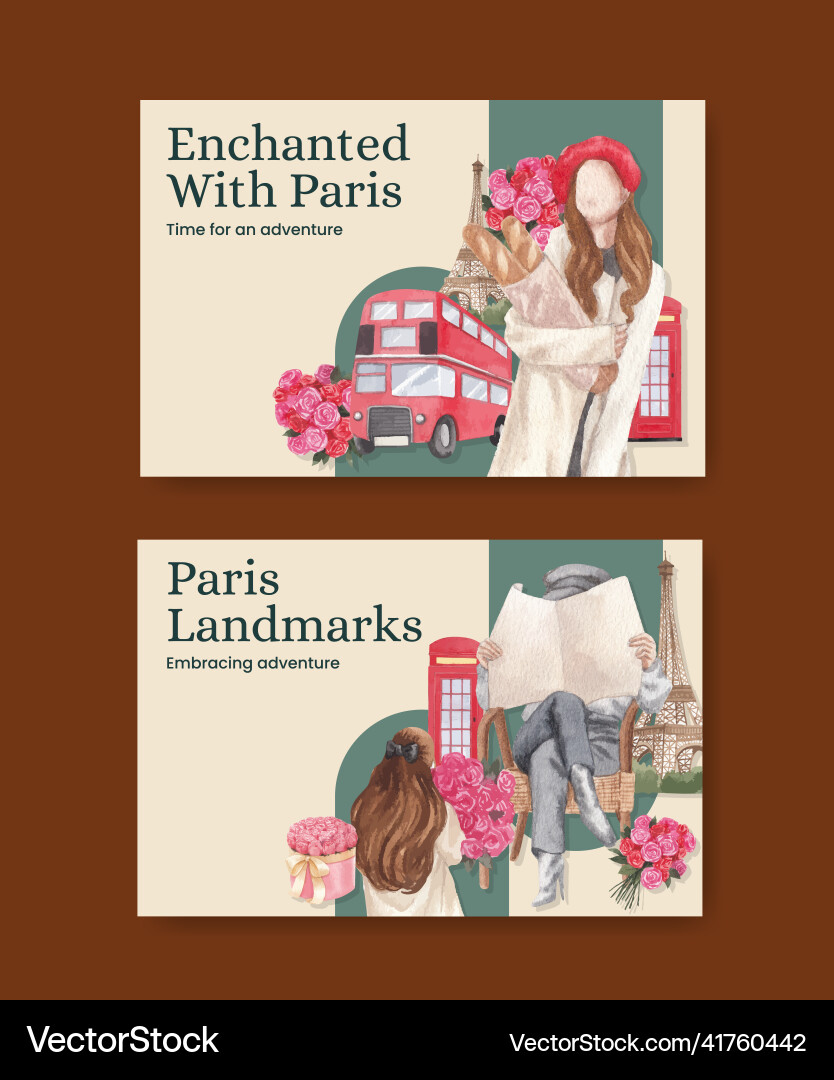 Facebook template with eifel in paris lover Vector Image