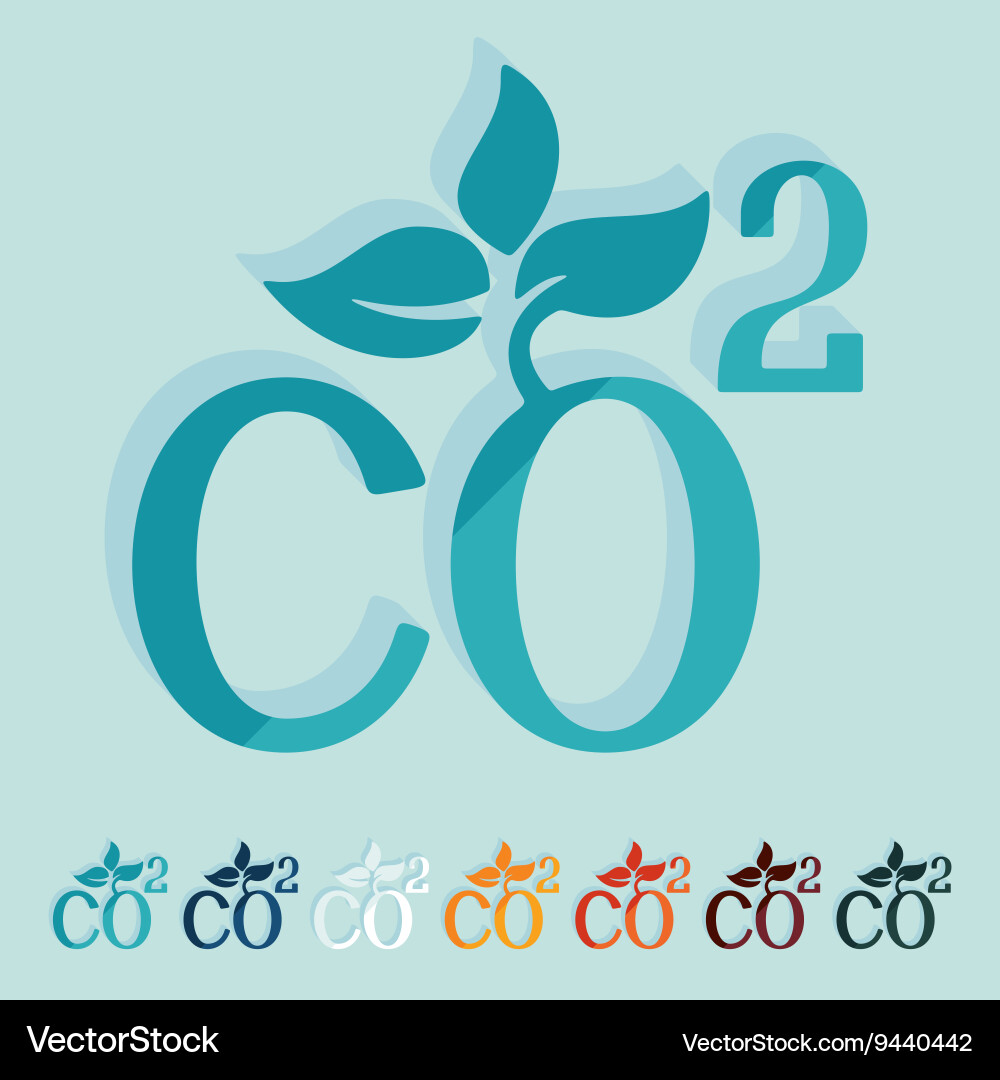 Flat design co2 sign dioxide Royalty Free Vector Image