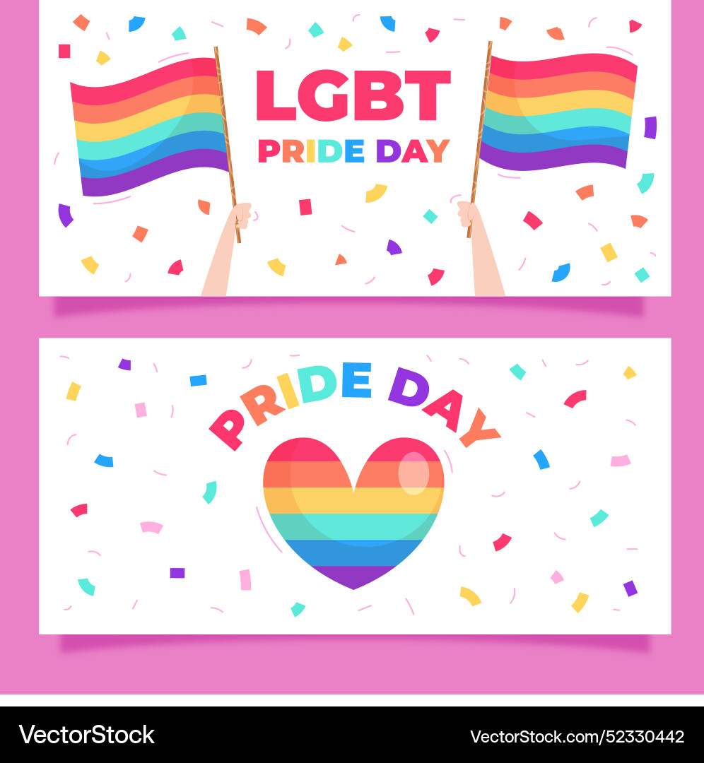 Flat pride month lgbt horizontal banners set Vector Image
