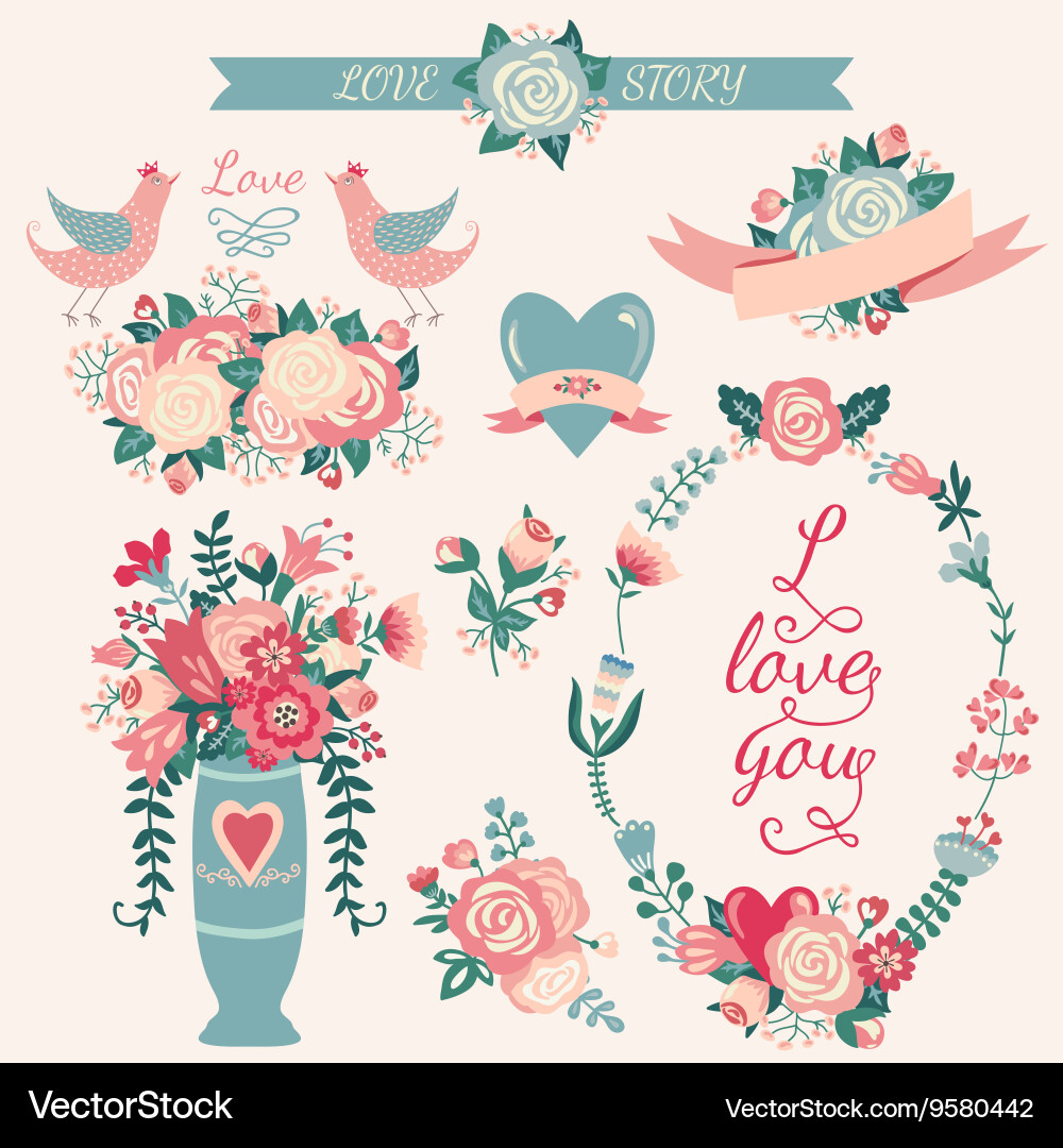 Hand drawn wedding collection Royalty Free Vector Image