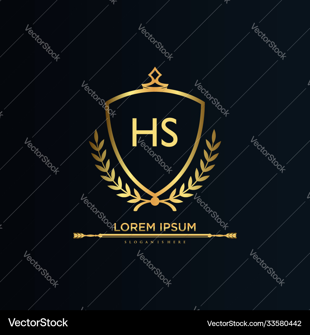 Hs letter initial with royal templateelegant Vector Image