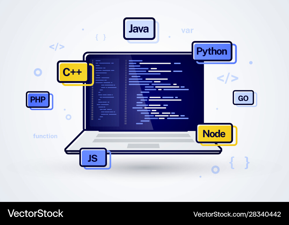 Laptop web development programming coding icon Vector Image