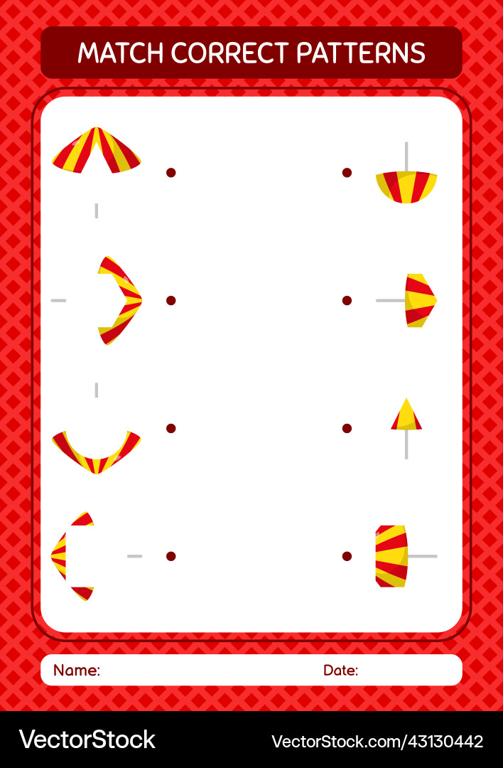 Match pattern game with umbrella worksheet Vector Image