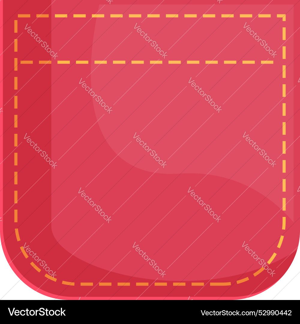 Red pocket with yellow stitching for clothes Vector Image