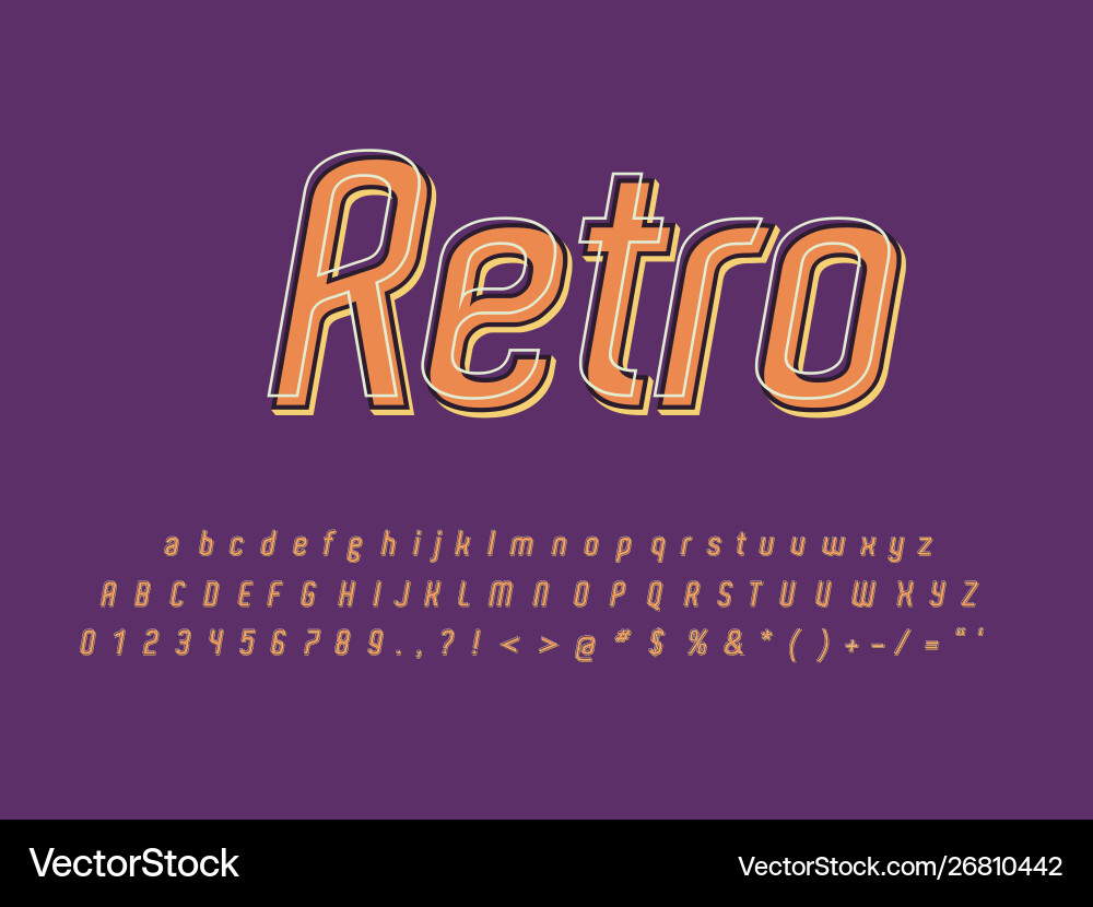Retro font and alphabet stock Royalty Free Vector Image