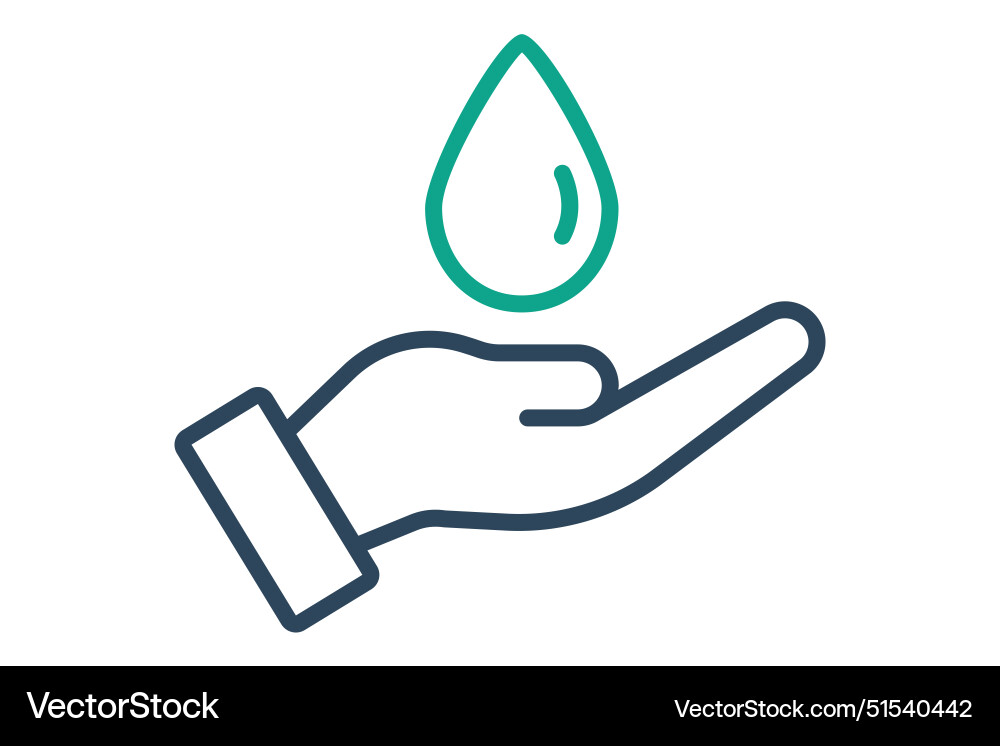 Save water icon hand with drop Royalty Free Vector Image