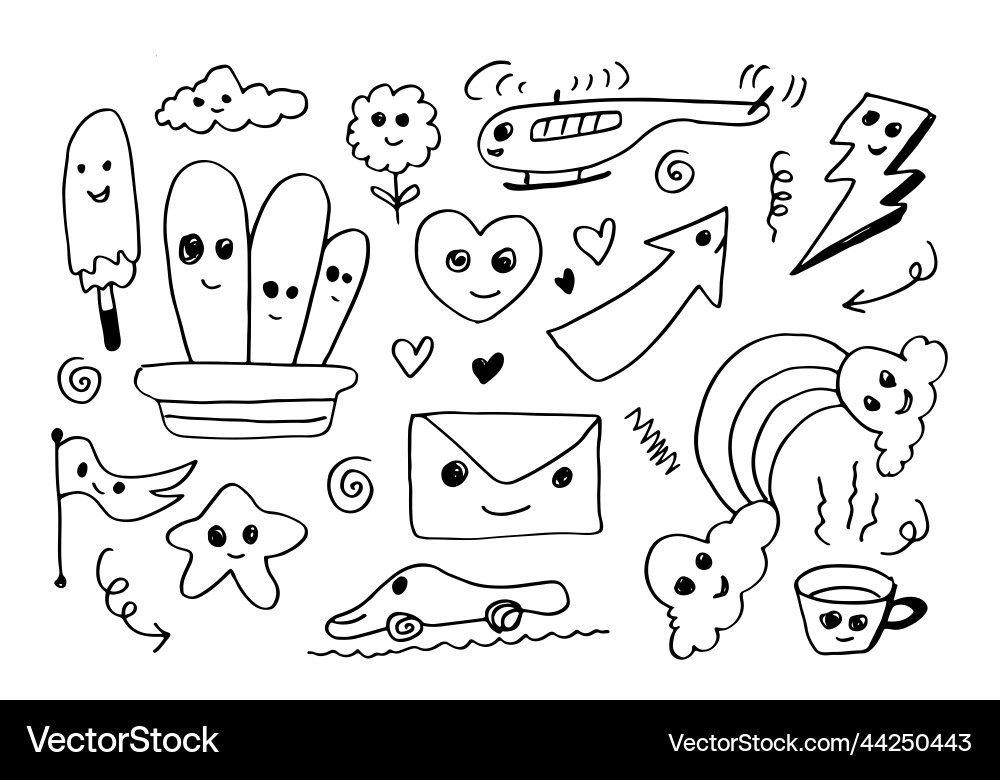Hand-drawn kids doodle set on white background Vector Image