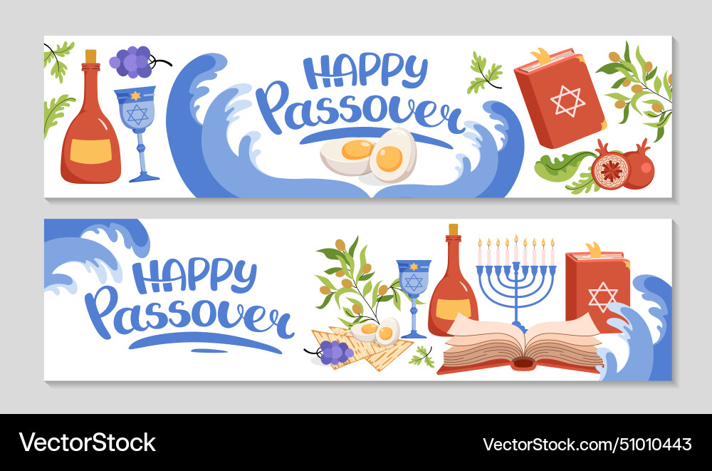 Happy passover billboard set party invitation Vector Image