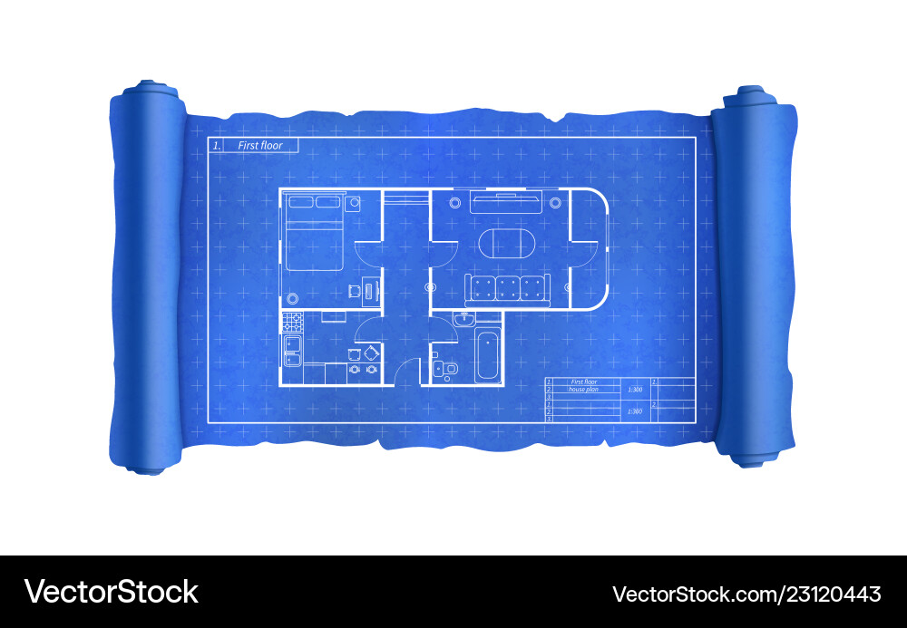 House Plan Blueprint Scroll Royalty Free Vector Image