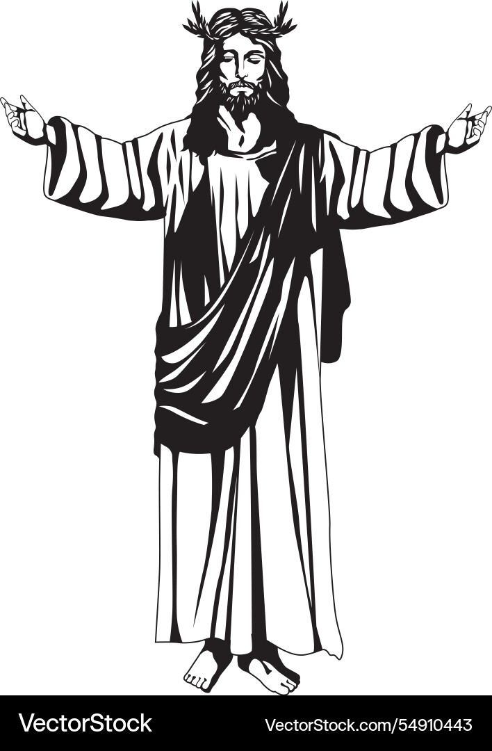 Jesus christ figure sketch Royalty Free Vector Image