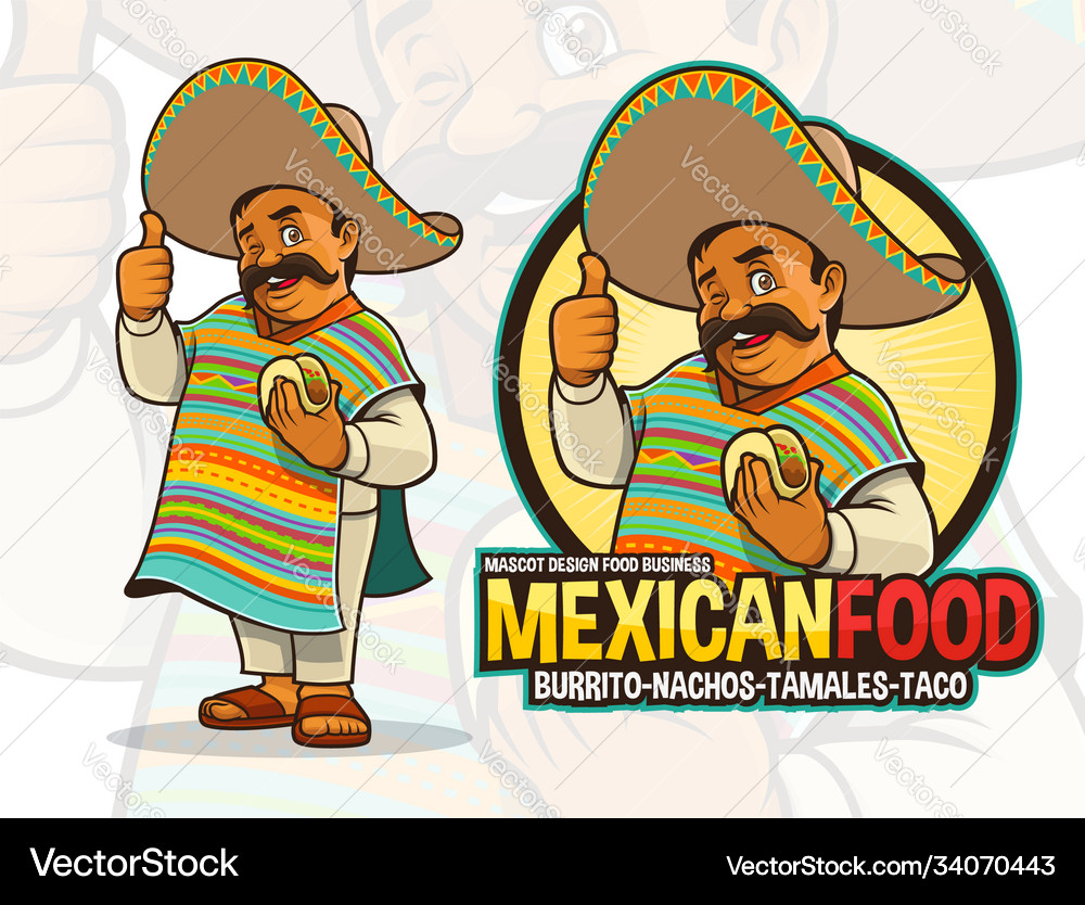 Mexican mascot for taco restaurant Royalty Free Vector Image