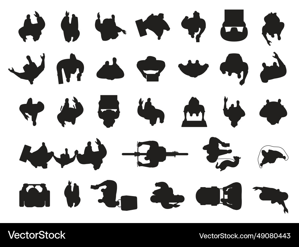 People top view frame silhouette male Royalty Free Vector