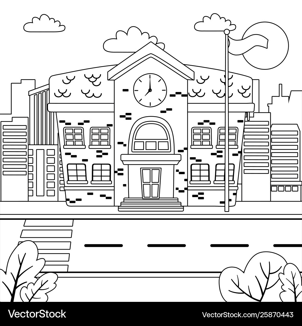 School building design Royalty Free Vector Image